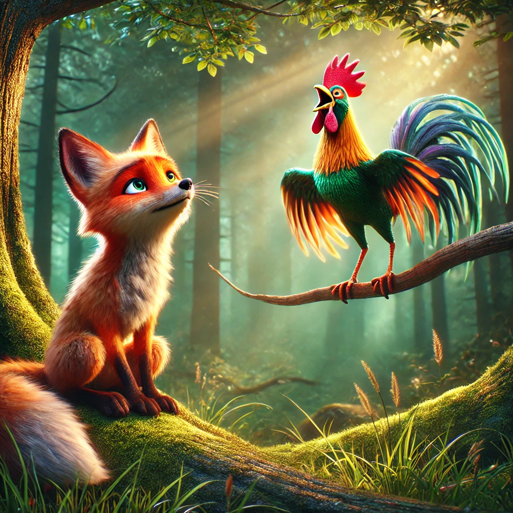 Fábulas de Animais: A Raposa Esperta e o Galo Sábio